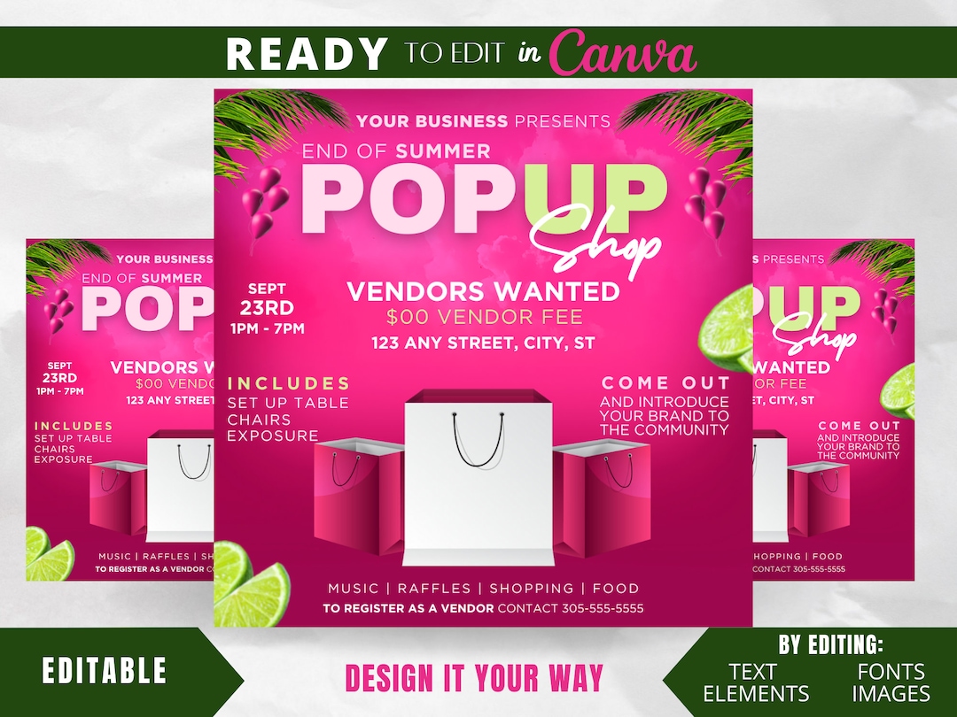 Editable Flyer Template, Pop up Shop, Vendors Needed, Shopping Event ...