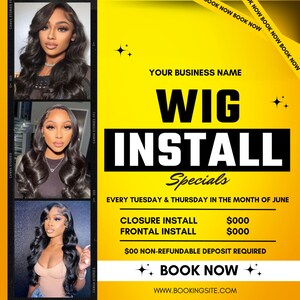 Editable Flyer Template, Wig Install Specials Hair Flyer, Hair Business ...