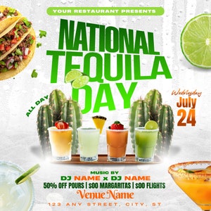 Editable Flyer Template, National Tequila Day, Tequila Flyer, Bar and ...