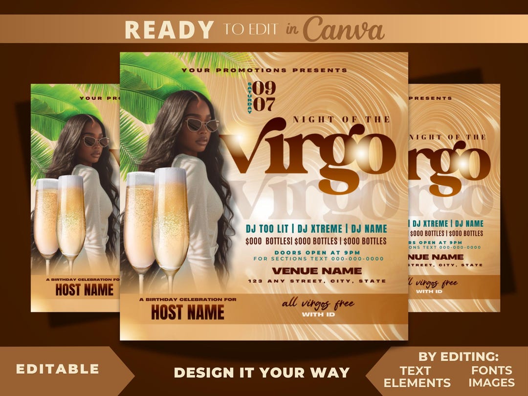 Editable Flyer Template, Virgo Takeover Party Flyer, Club, Party Flyer ...