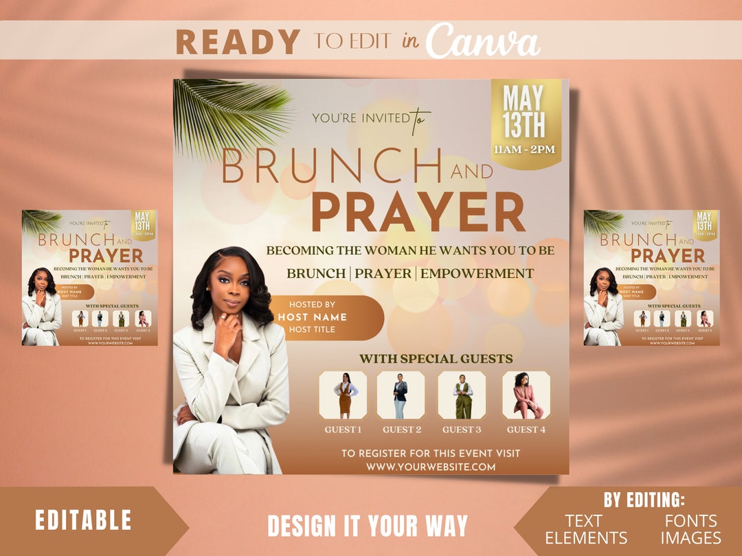 Editable Flyer Template, Prayer Brunch Flyer, Women's Empowerment ...
