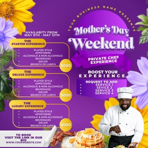 Editable Flyer Template, Chef Flyer, Private Chef, Chef Marketing, Chef ...