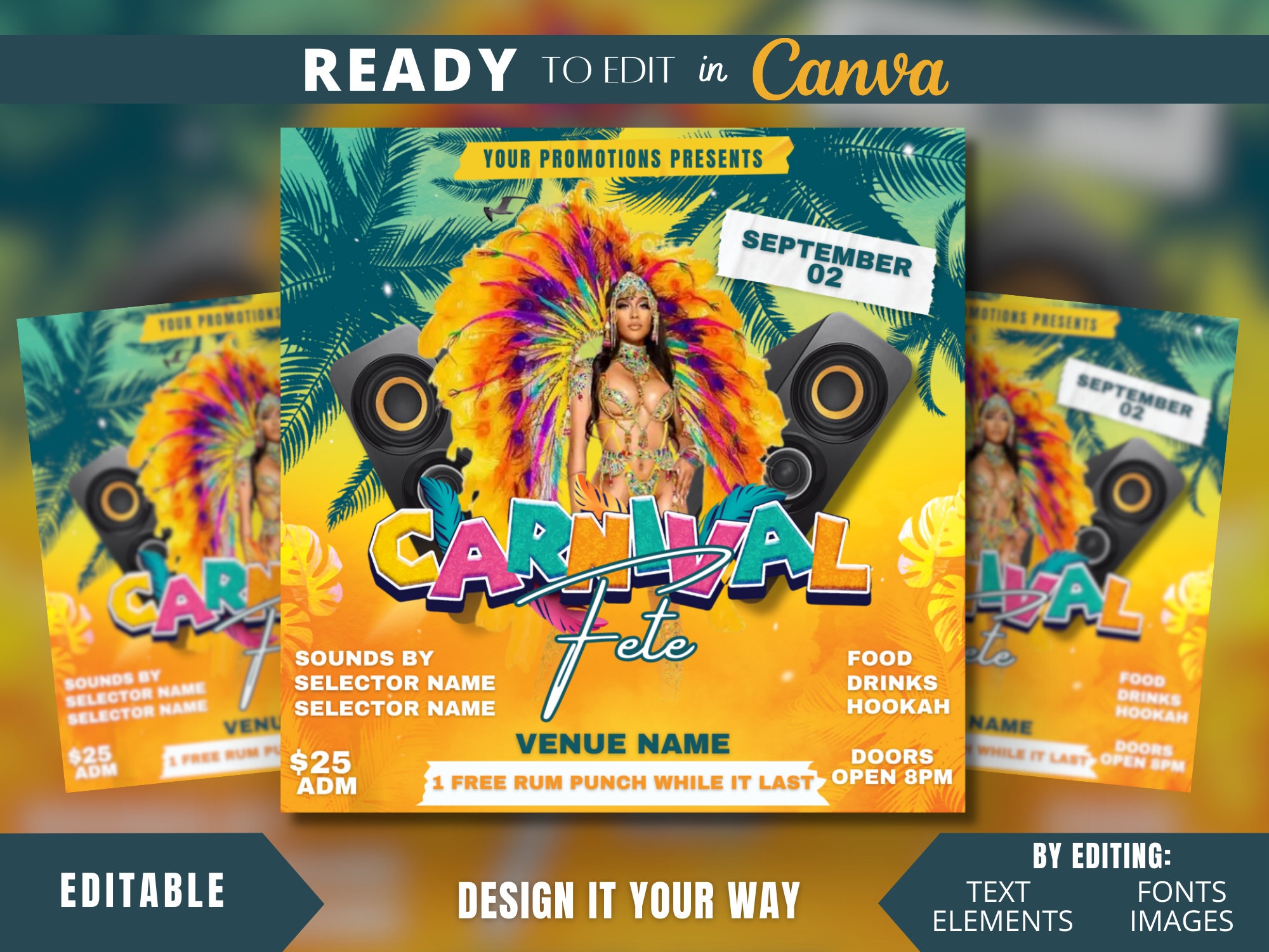 Editable Flyer Template, Caribbean Carnival, Caribbean Fete, Caribbean ...