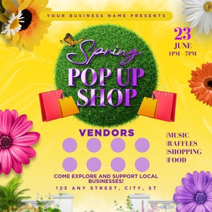 Editable Flyer Template, Pop up Shop, Spring Pop up Shop, Summer Pop up ...