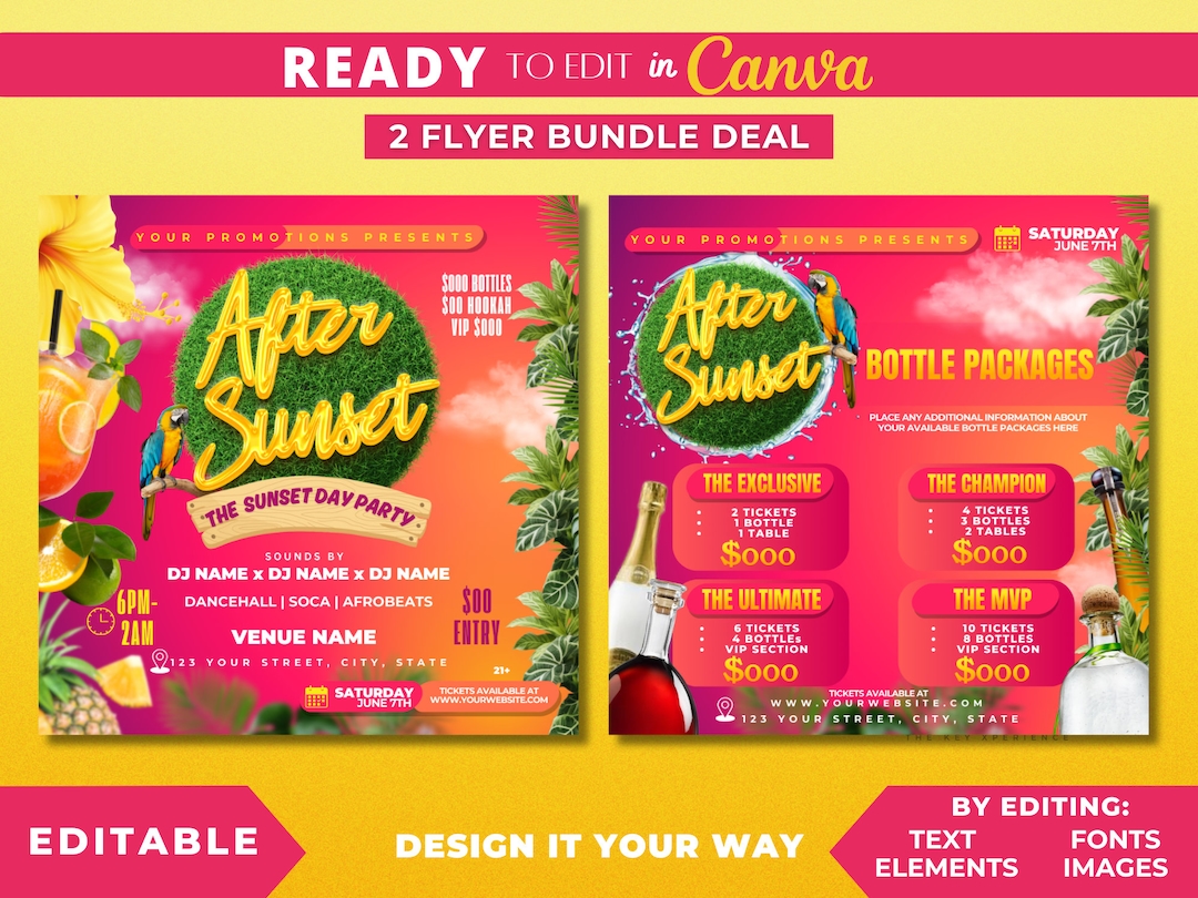 Editable Flyer Template, Bundle Deal Caribbean Carnival Party Flyer ...