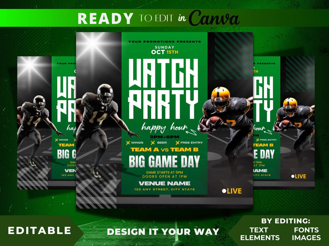 Editable Flyer Template, Game Night, Thursday Night, Sunday Football ...