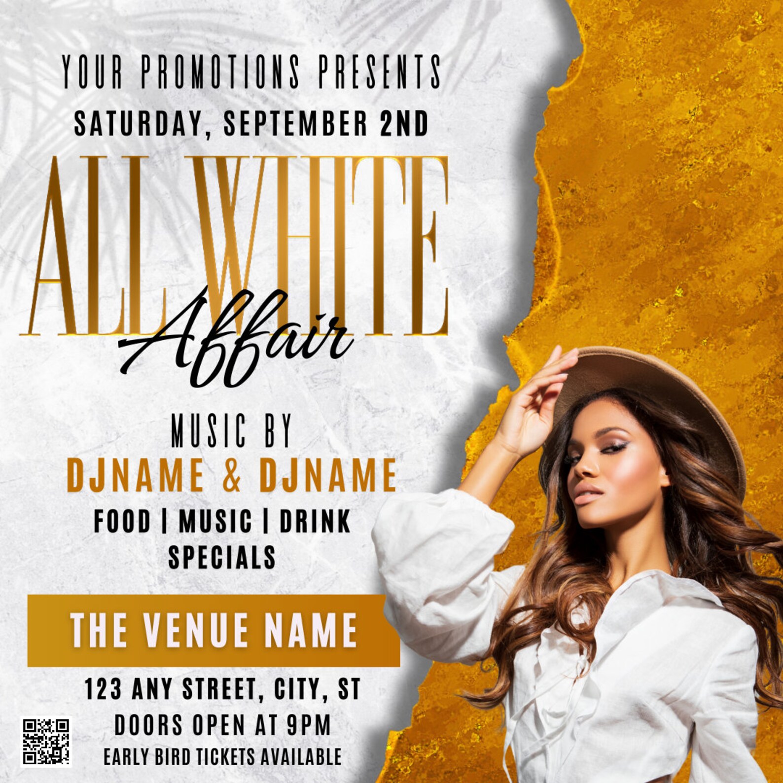 Editable Flyer Template, All White Birthday Flyer, Birthday Brunch ...