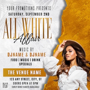 Editable Flyer Template, All White Birthday Flyer, Birthday Brunch ...