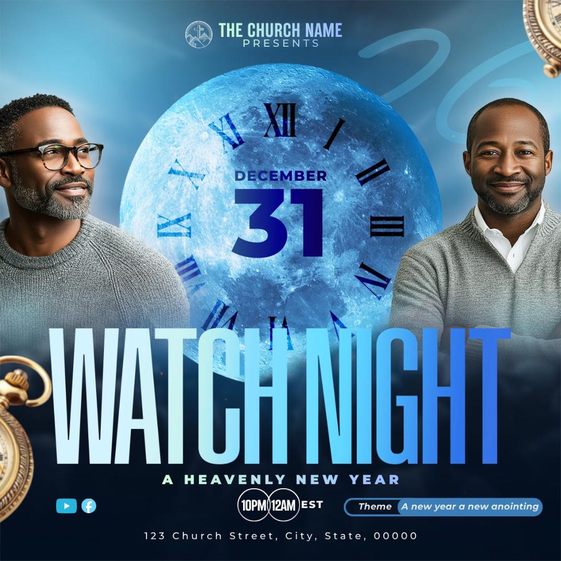 Editable Flyer Template, Watch Night, Church Flyer, New Years EVE ...