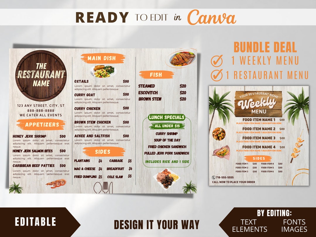 Bundle Deal Menu Templates, Weekly Menu, Restaurant Menu, Food Flyer ...