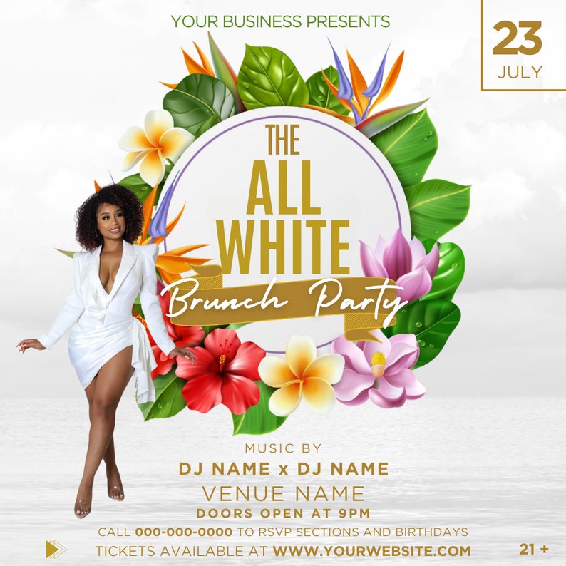 Editable Flyer Template All White Summer Party All White - Etsy