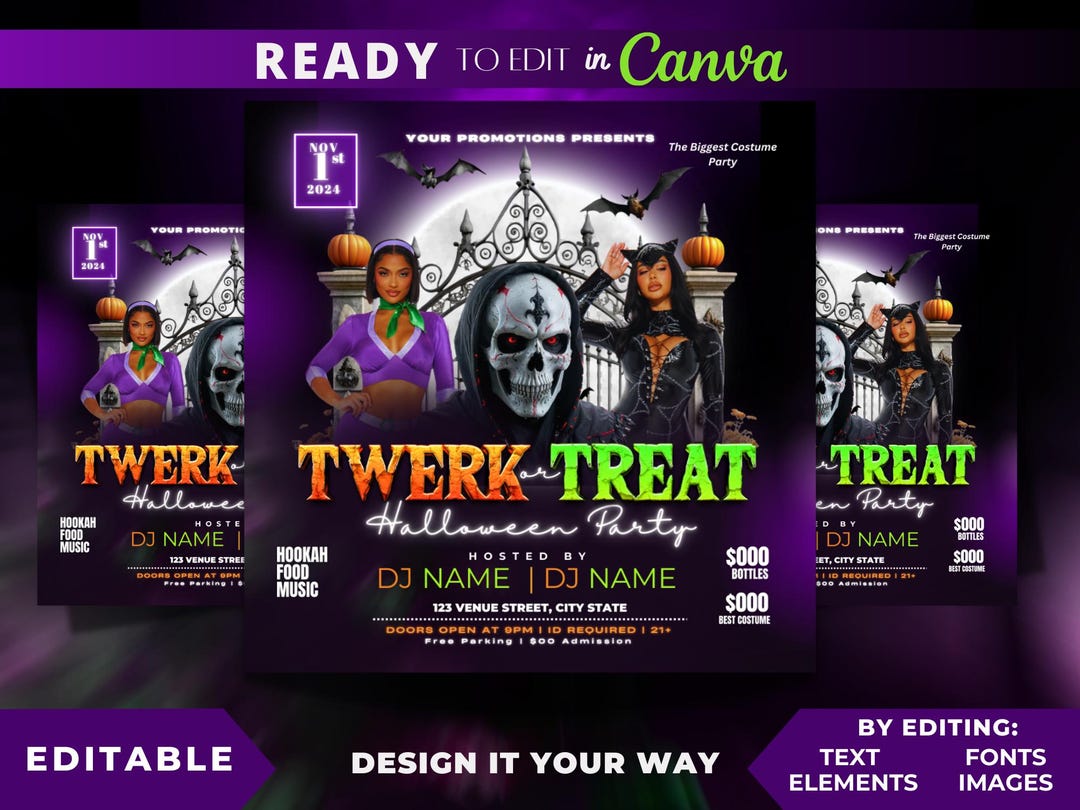 Editable Flyer Template, Halloween Party Flyer, Costume Party Pop up ...