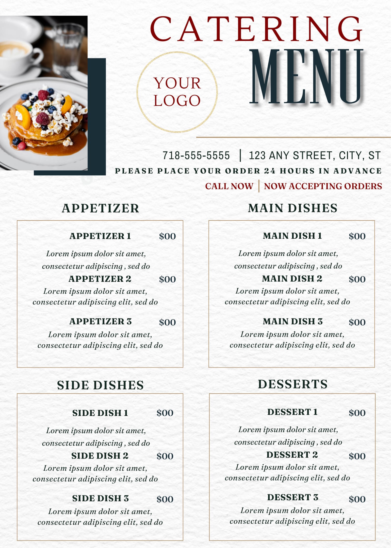 Editable Restaurant Menu Template, Full Catering Menu, Menu, Catering ...