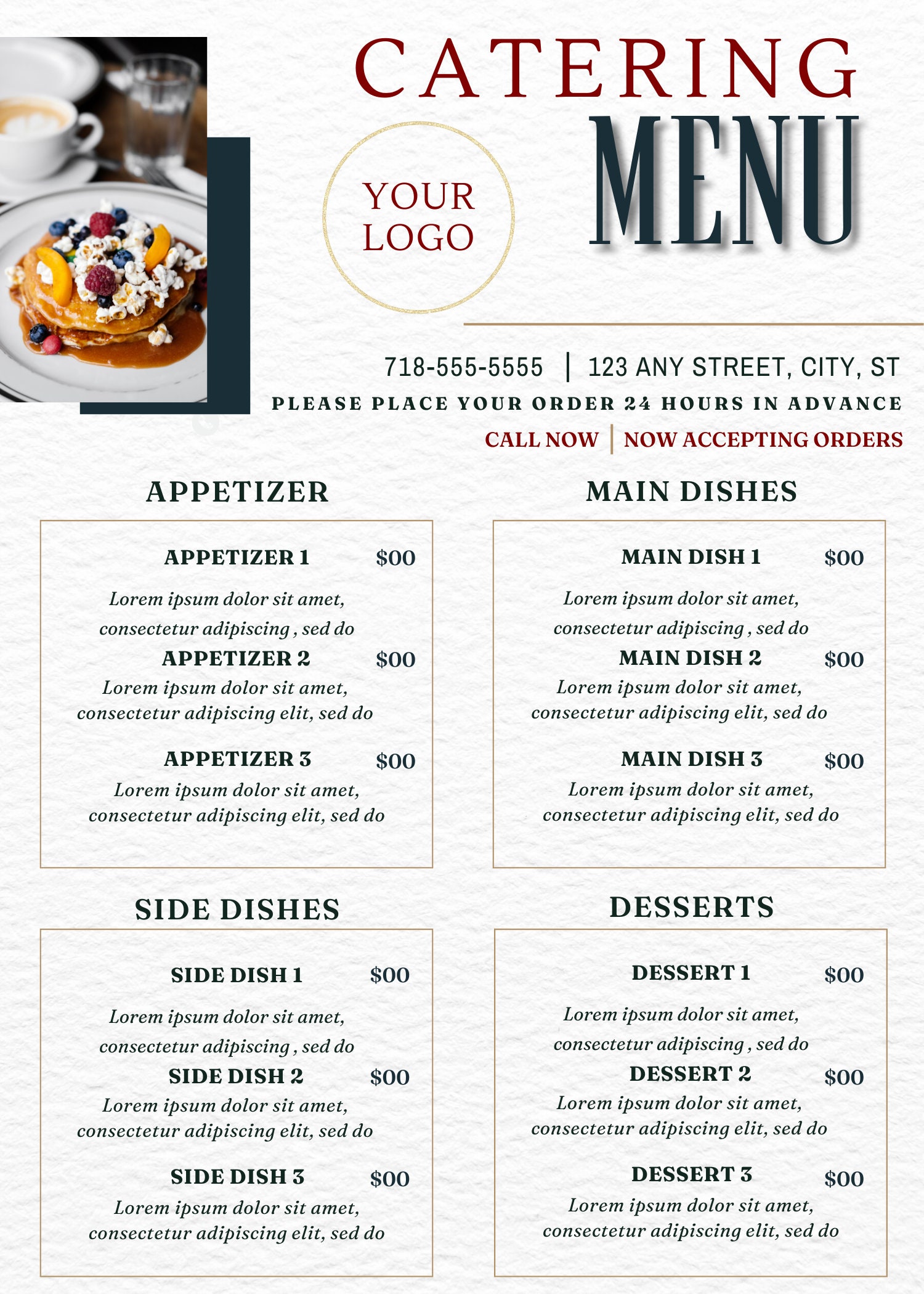 Editable Restaurant Menu Template, Full Catering Menu, Menu, Catering ...