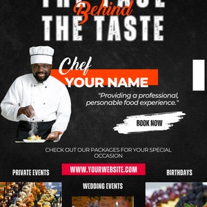 Editable Flyer Template, Printable, Private Chef Flyer, Cooking Flyer ...
