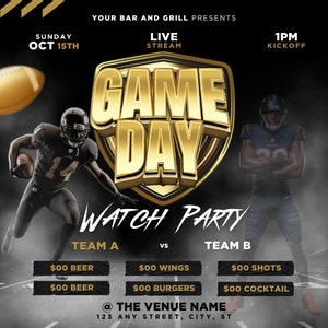 Editable Flyer Template, Game Night, Thursday Night, Sunday Football ...