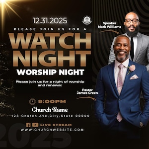 Editable Flyer Template, Watch Night, Church Flyer, New Years EVE ...