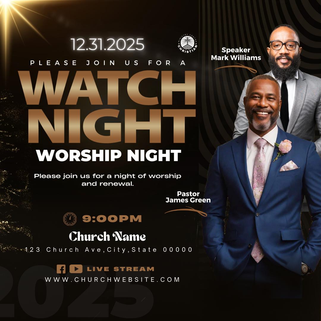 Editable Flyer Template, Watch Night, Church Flyer, New Years EVE ...
