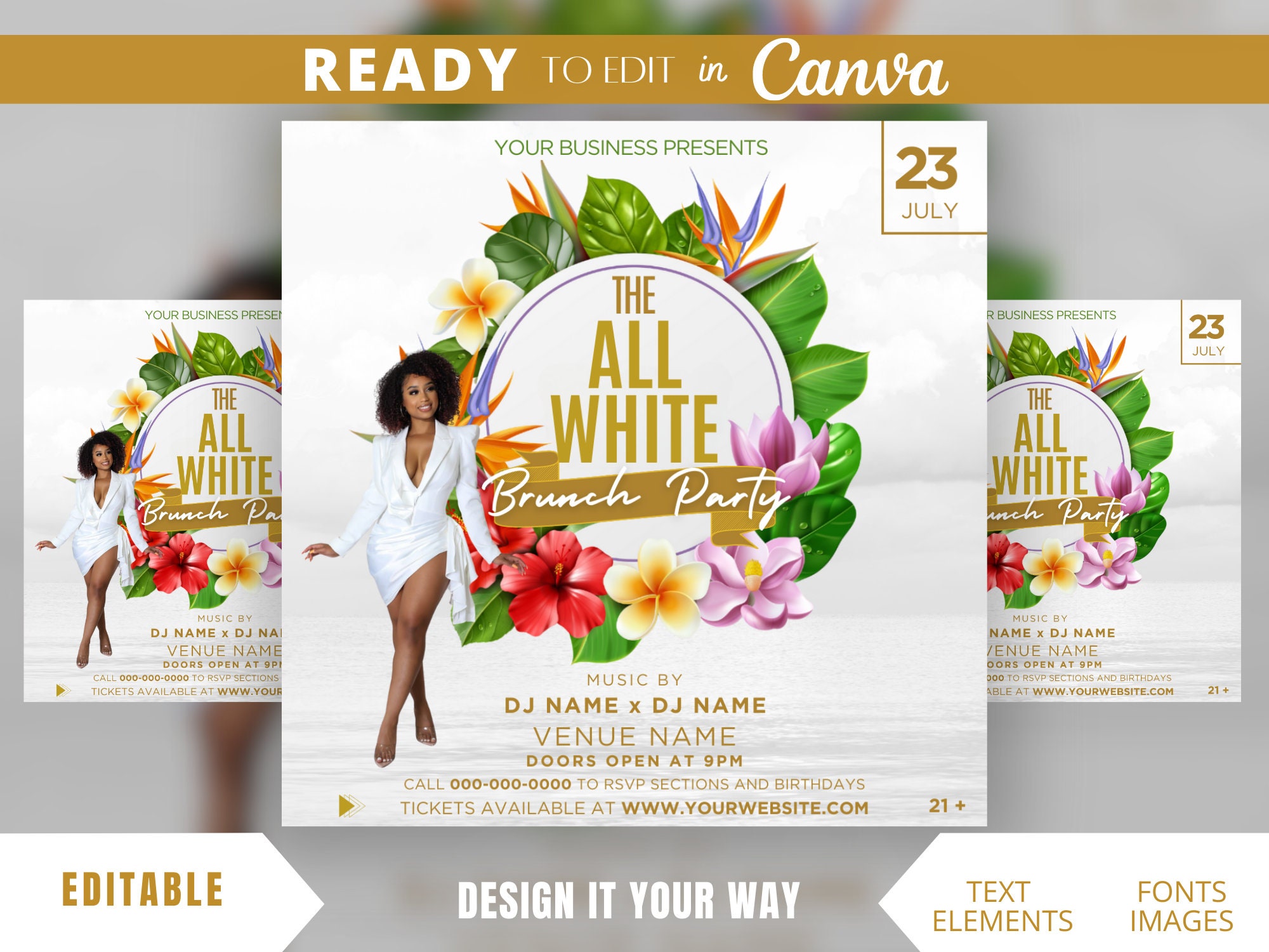 Editable Flyer Template, All White Summer Party, All White Affair, All ...