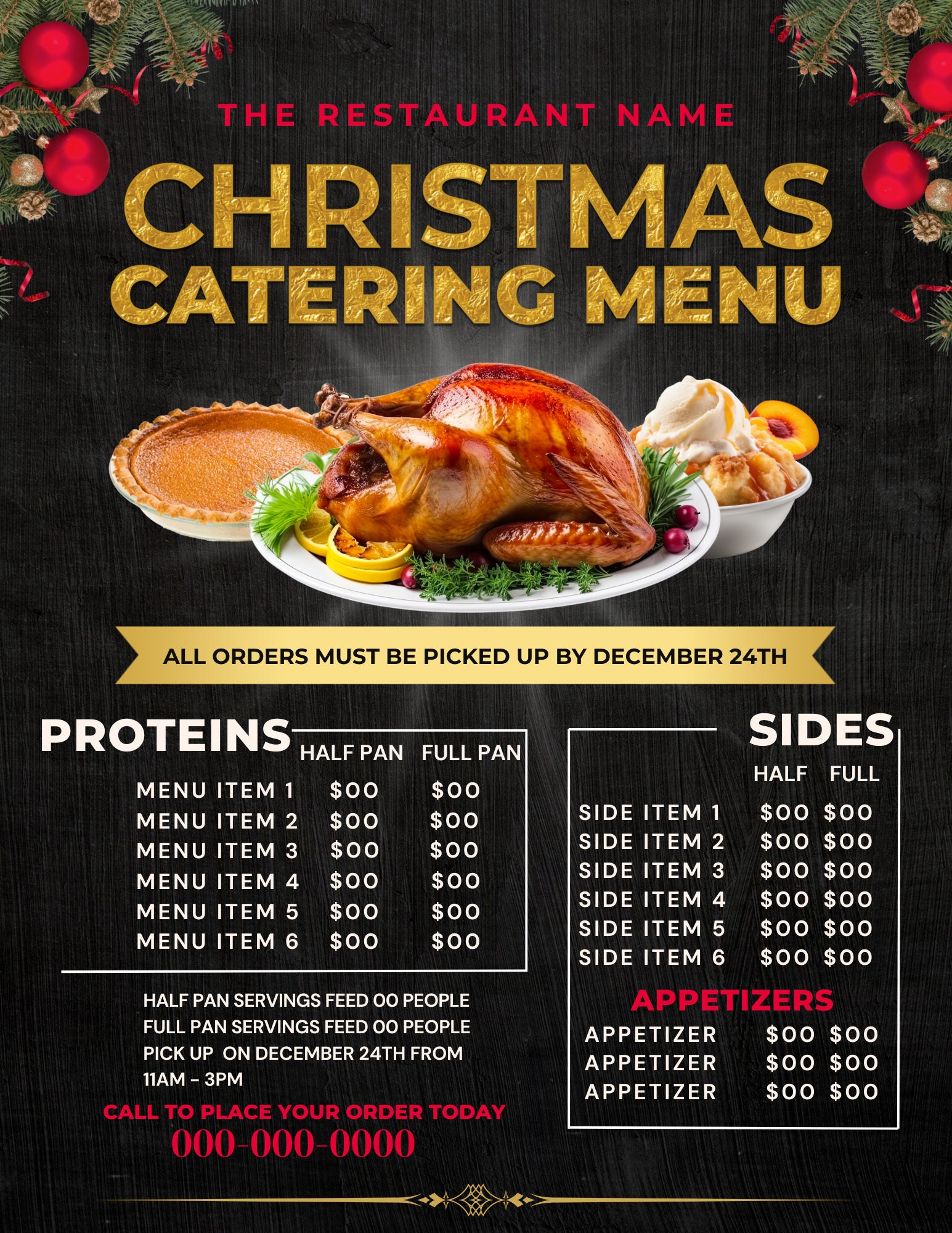 Editable Menu Template Christmas Menu Christmas Catering - Etsy