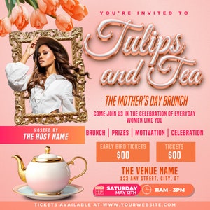 Editable Flyer Template, Mother's Day Brunch and Tea, Women's ...