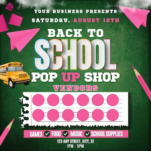 Editable Flyer Template, Back to School Flyer Template, Summer Pop up ...