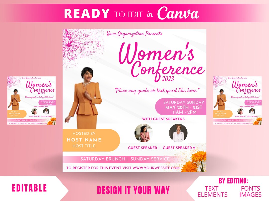 Editable Flyer Template, Women's Conference, Guest Speaker Flyer ...