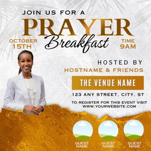 Editable Flyer Template, Women's Event, Prayer Breakfast, Prayer Brunch ...