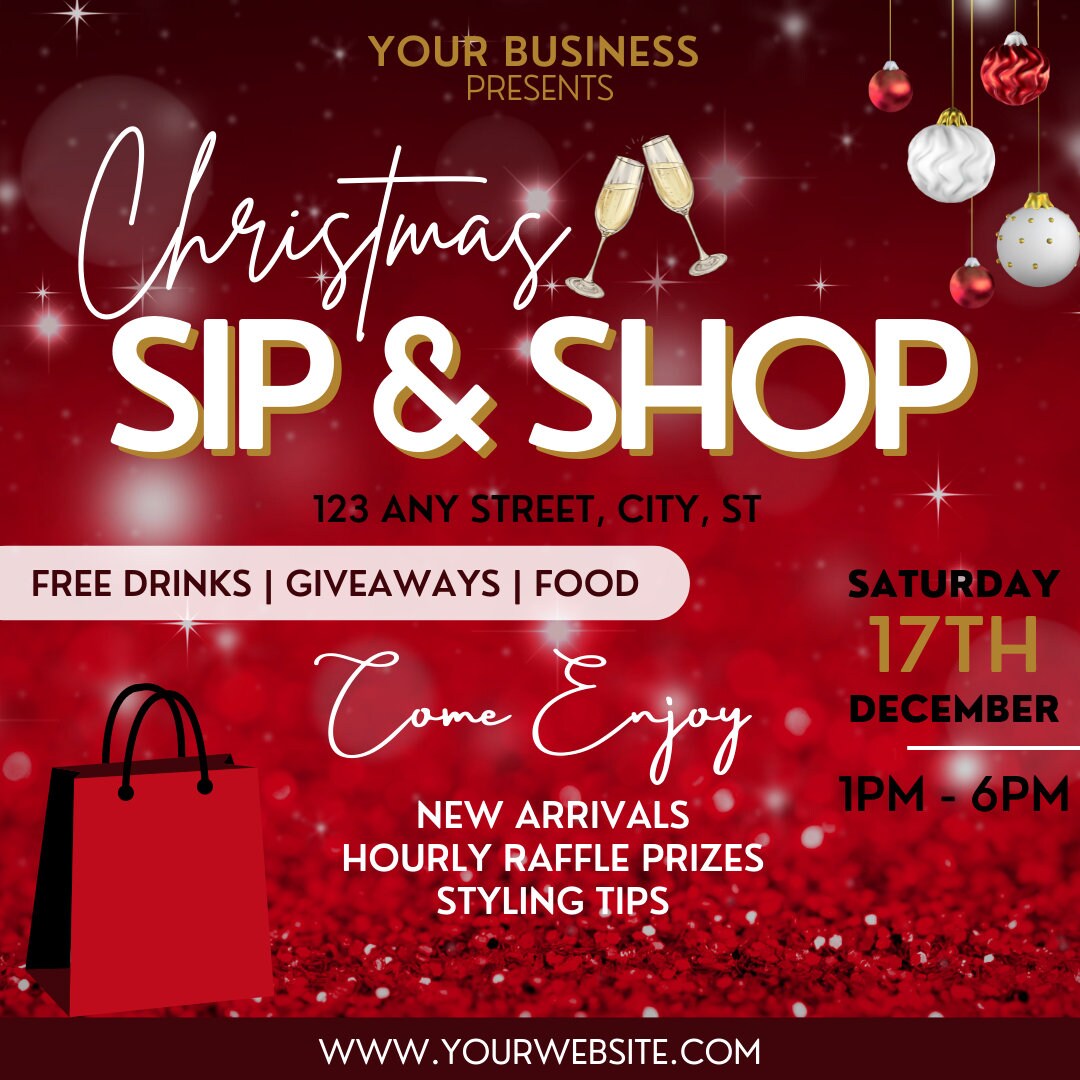 Holiday Sip and Shop Flyer Christmas Sip and Shop Pop up - Etsy