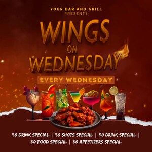 Animated Flyer Template, Wings on Wednesdays, Bar and Grill, Lounge ...