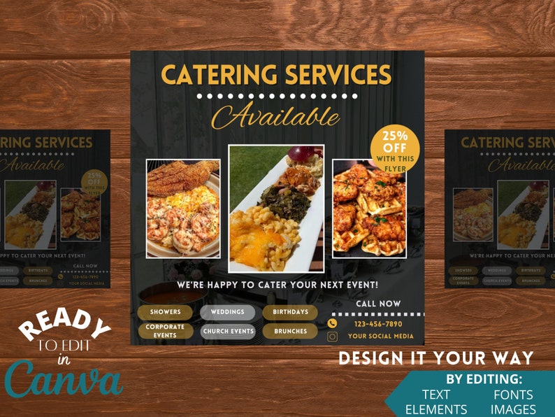 Editable Flyer Template Catering Services Flyer Restaurant - Etsy
