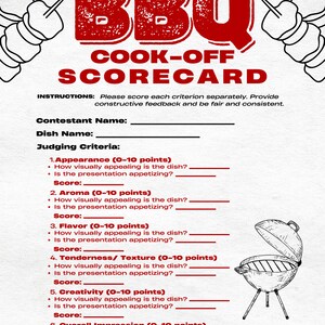 Editable BBQ Cook-off Scorecard, 8.5 X 11 Inches, Chef Flyer Template ...