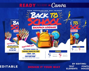 Back to School Event, Back to School Supply Drive, Canva Editable Flyer ...
