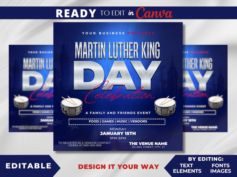 Editable Flyer Template, Martin Luther King JR. Day Celebration, MLK ...
