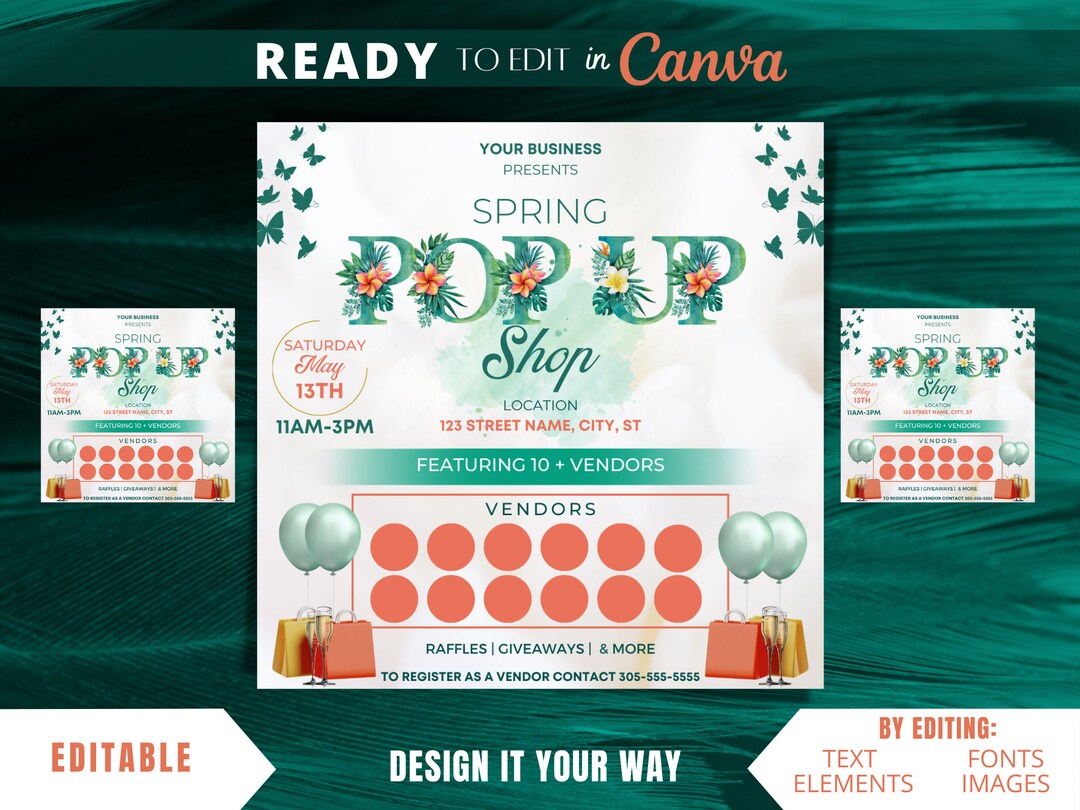 Editable Flyer Template, Pop up Shop Flyer Template, Spring Pop up Shop ...
