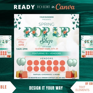 Editable Flyer Template, Pop up Shop Flyer Template, Spring Pop up Shop ...