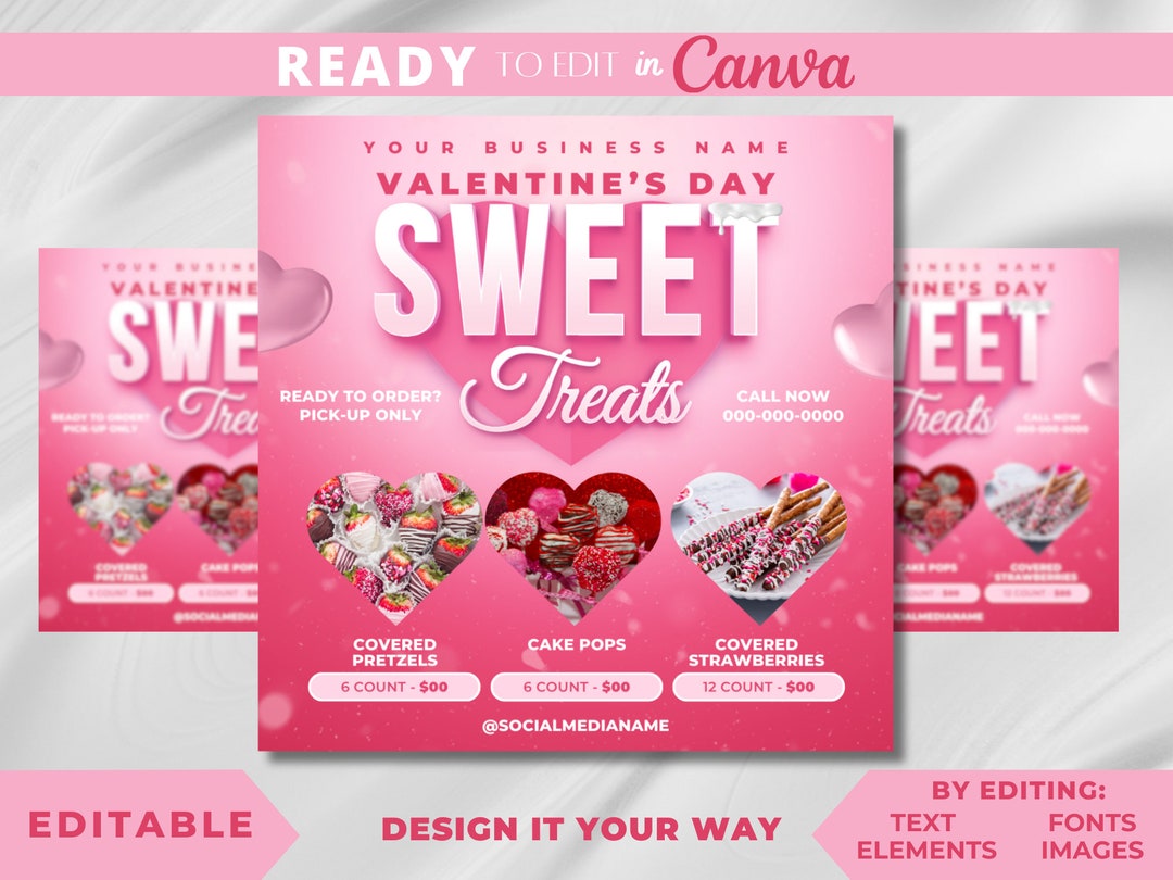 Editable Flyer Template, Valentine's Day Sweet Treats Menu, Dessert ...
