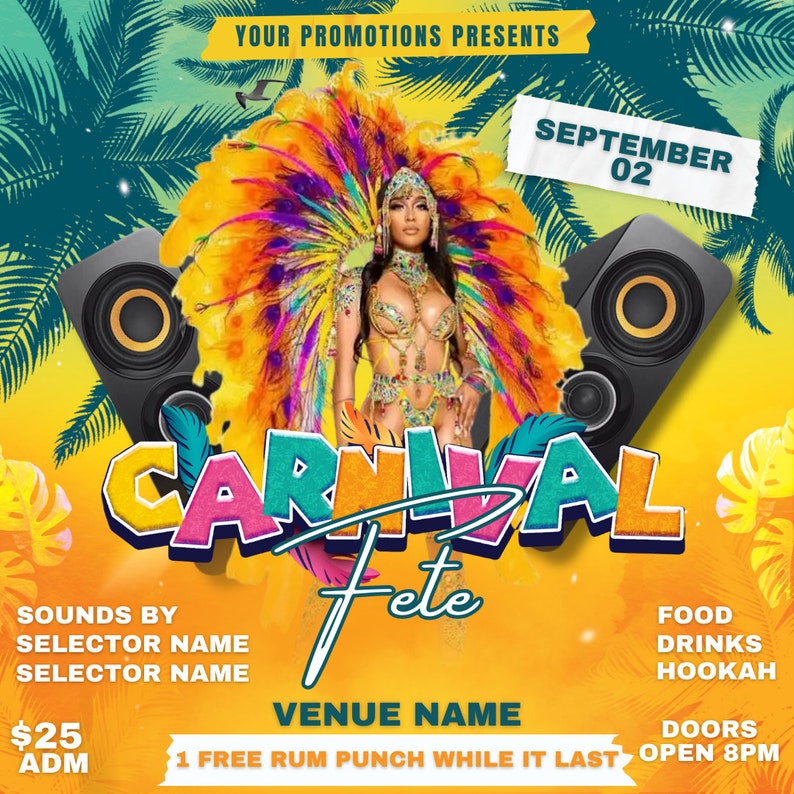 Editable Flyer Template, Caribbean Carnival, Caribbean Fete, Caribbean ...