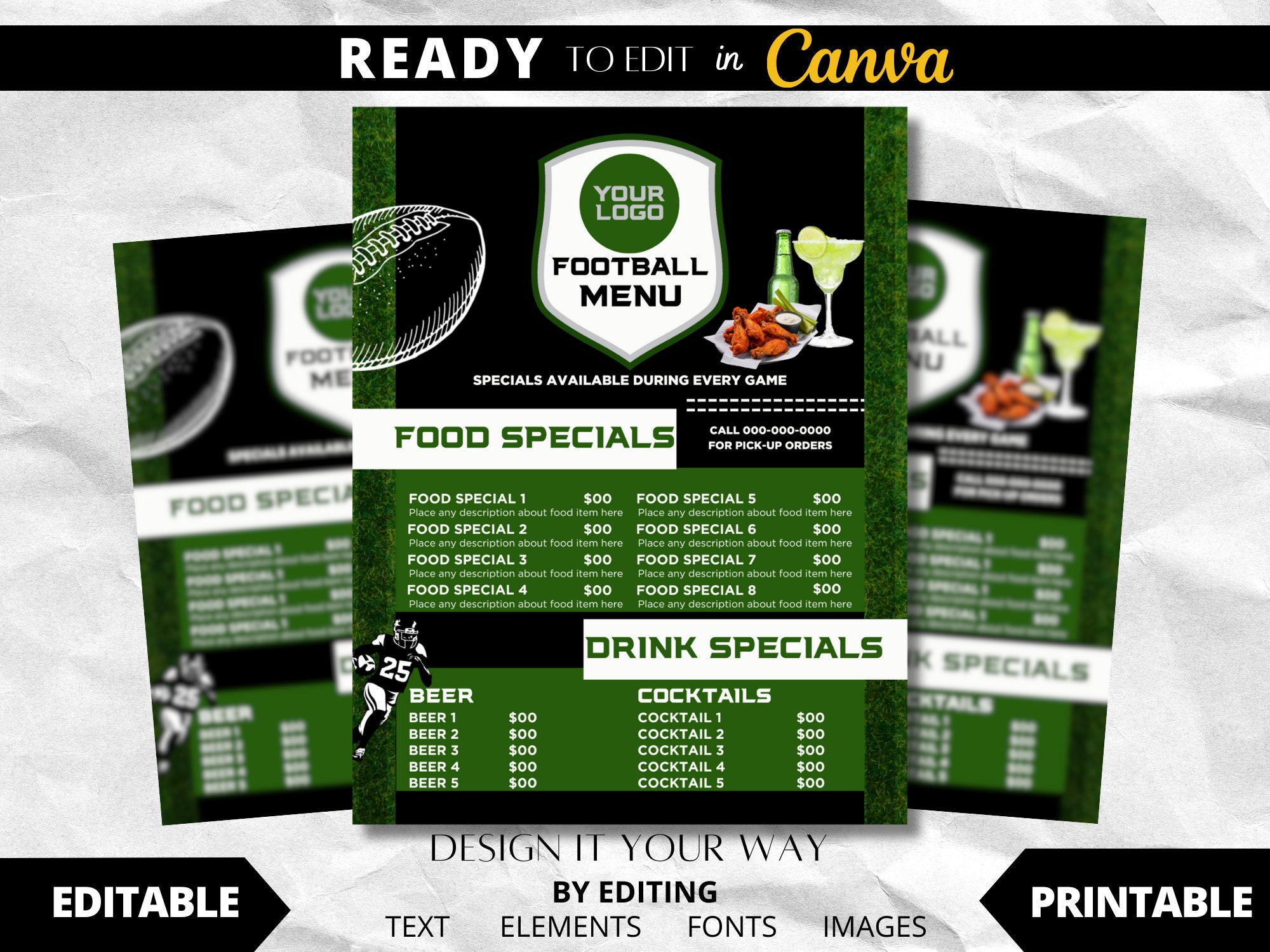 Editable Flyer Template Game Night Football Food Menu - Etsy