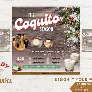 Limited Edition Editable Flyer Template, Coquito Sale Flyer, Holiday ...