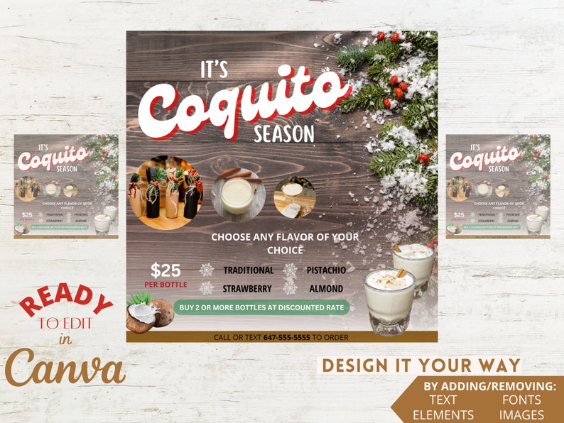 Limited Edition Editable Flyer Template Coquito Sale Flyer - Etsy