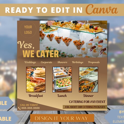 Editable Flyer Template Catering Services Flyer Restaurant - Etsy
