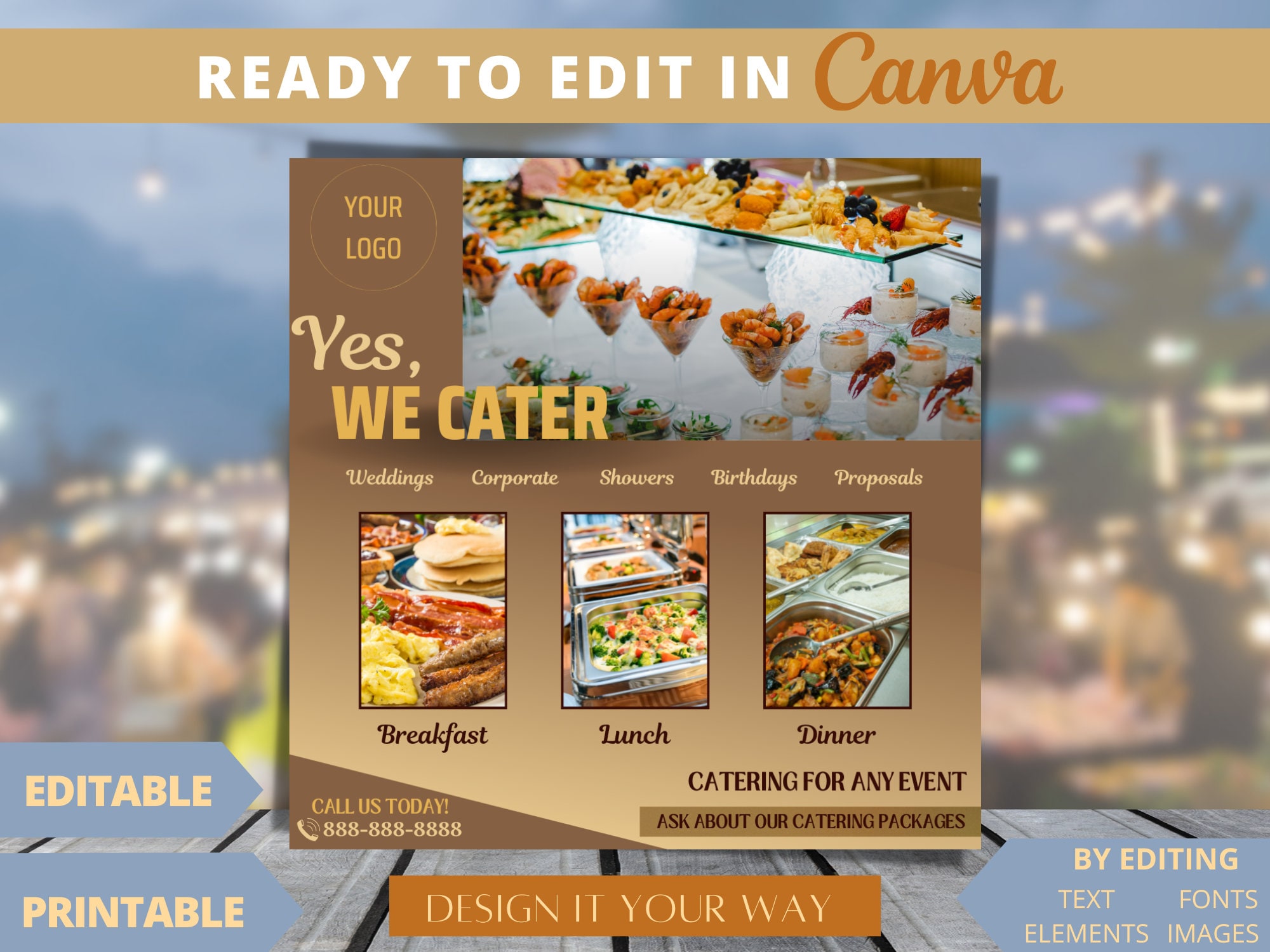Editable Catering Flyer Template, Catering Services Flyer, Restaurant ...