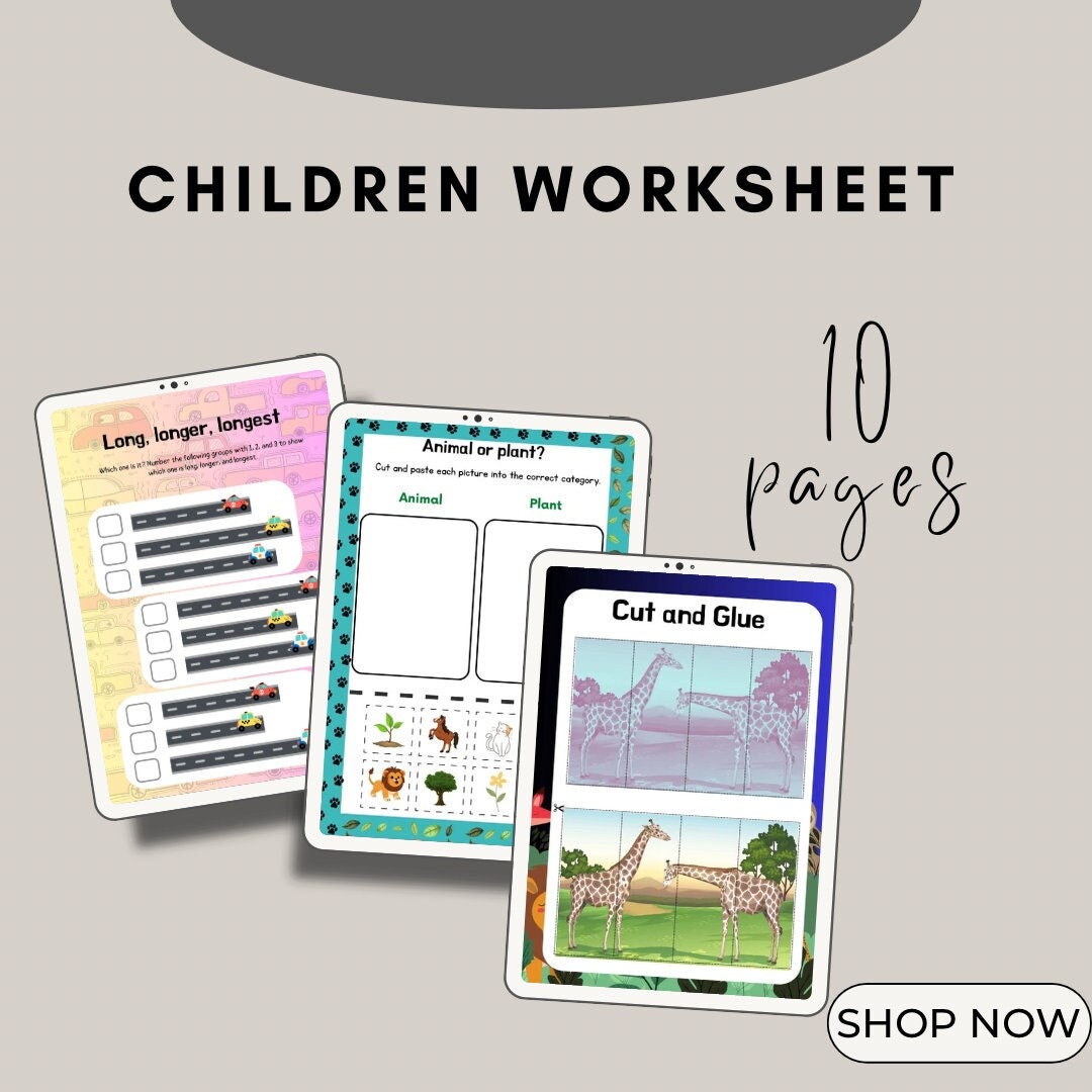 10 Vibrant Digital Worksheets for Kids | Instant Download | Educational ...