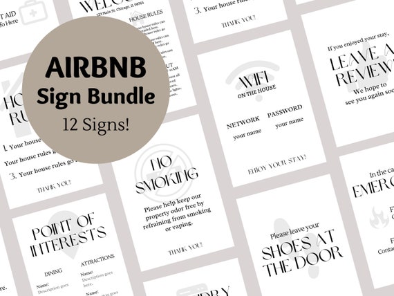 Airbnb Sign Bundle Canva Templates Editable Airbnb Posters - Etsy