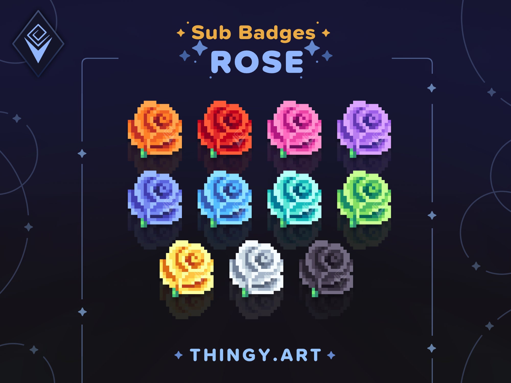 Rose Stream Badges for Twitch / Youtube / Discord Bit Badges Sub Badges ...