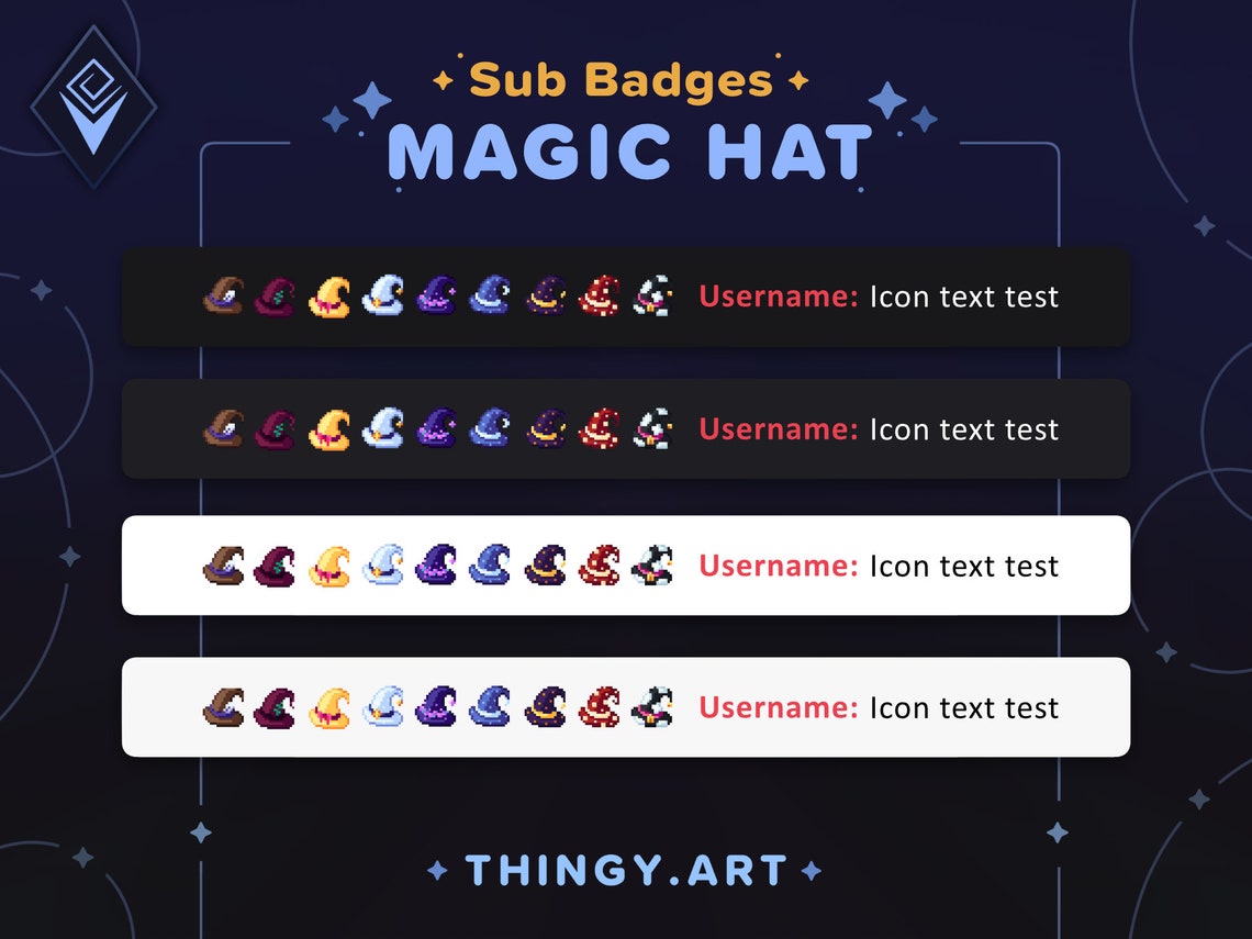 Magic Hat Badges Stream Badges for Twitch / Youtube / Discord Bit ...