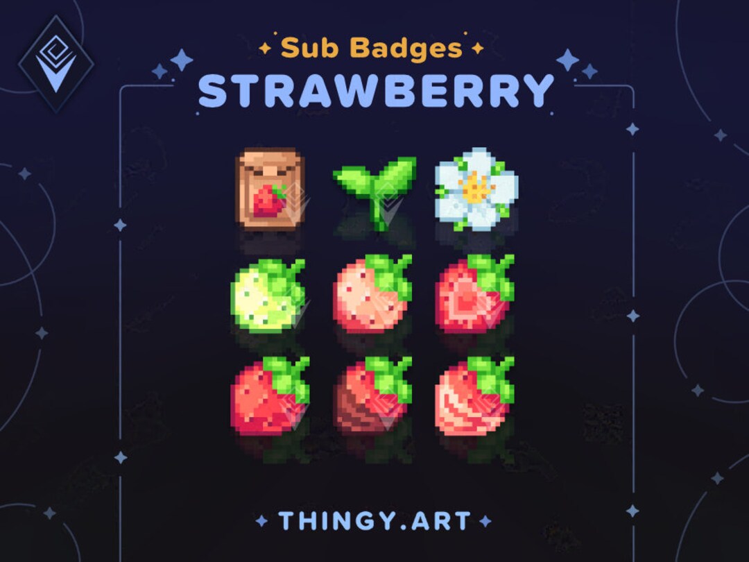 Strawberry Badges for Twitch / Youtube / Discord || Bit Badges || Sub ...
