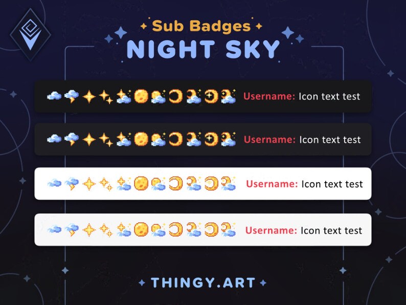Night Sky Stream Badges for Twitch / Youtube / Discord || Bit Badges ...