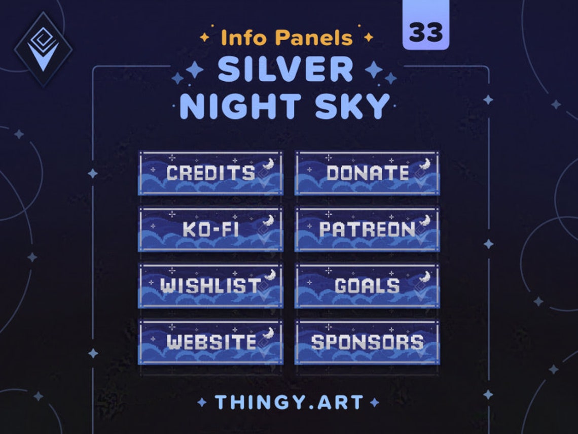 Silver Night Sky Panels Pack Twitch Graphics Twitch Panels - Etsy